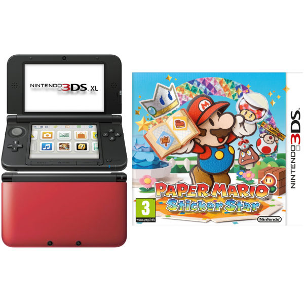 Nintendo 3DS XL Console (Red and Black) Bundle Includes: Paper Mario ... Nintendo 3DS XL Console (Red and Black) Bundle Includes: Paper Mario ...