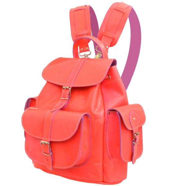 Grafea Limited Edition Exclusive Neon Glow Leather Rucksack - Neon Pink