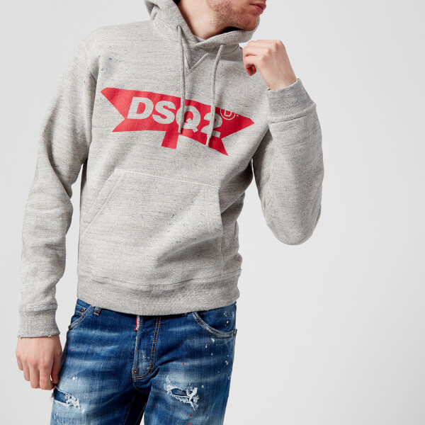 Dsquared2 Men's Dsq2 Logo Dan Fit Hoody - Grey Melange - Free UK ...