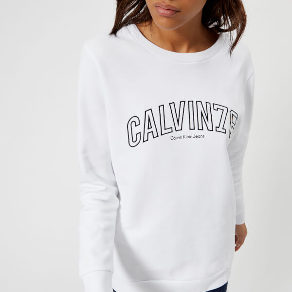 Calvin Klein Womens Core Fit Crew Neck Sweatshirt White Womens