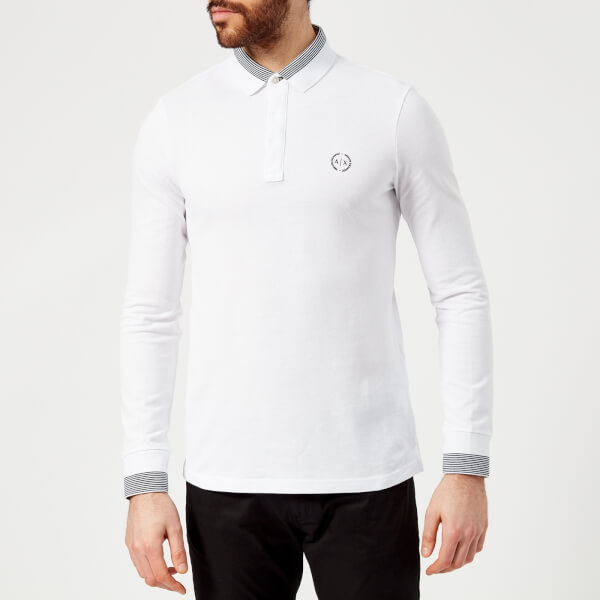 Armani Exchange Men's Long Sleeve Polo Shirt - White Clothing | TheHut.com