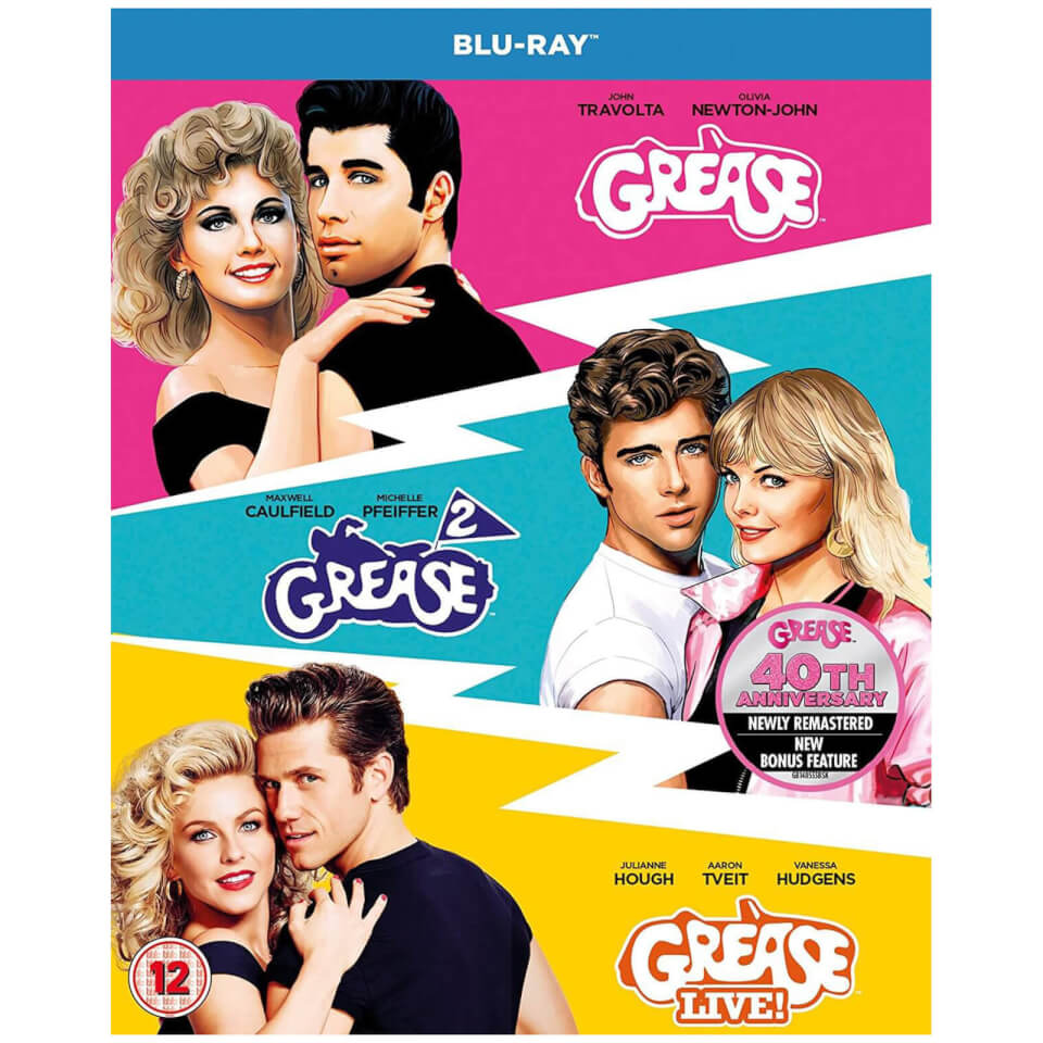Grease 40th Anniversary Triple (Grease, Grease 2, Grease Live) Blu-ray ...